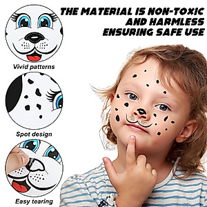 Seajan 24 Sheets Dalmatians Stickers for Kids 9.8 x 6.3 Inch 100 Days Face Decorating Sticker Dog Decals Dalmatian Stickers Gift for Adults Costume Makeup Parties Celebrations Face Decoration