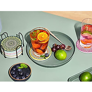 InnoGear Coasters, Coasters for Drinks Absorbent Ceramic Coasters for Coffee Table Wooden Table Cork Coasters Heat-Resistant Reusable Drink Coaster, Gift for Birthday Housewarming Kitchen Bar