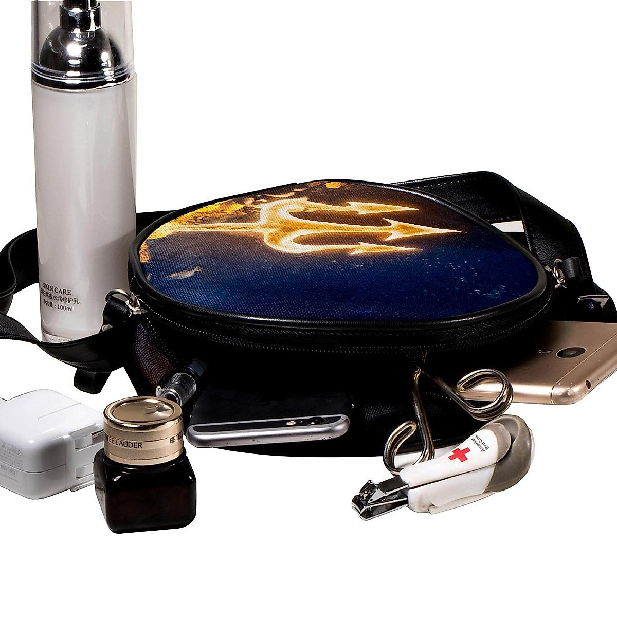 Sea Fire Trident Crossbody Bag for Women Circle Purse Shoulder Handbag Wallet Crossbody Purse Bag