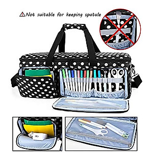 CURMIO Carrying Case Compatible with Cricut Explore Air 2, Cricut Maker, Silhouette Cameo 4 and Cameo 3, Travel Storage Bag with Pockets for Craft Tools and Accessories, Black Dots