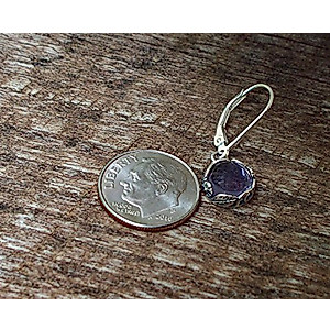 Bottled Up Designs Handmade Vintage Lavender Leverback Earrings, Recycled 1900s Medicine Bottle Glass, Sterling Silver, Eco Friendly, Made in USA, Birthday Gifts, Mothers Day, Women, Anniversary