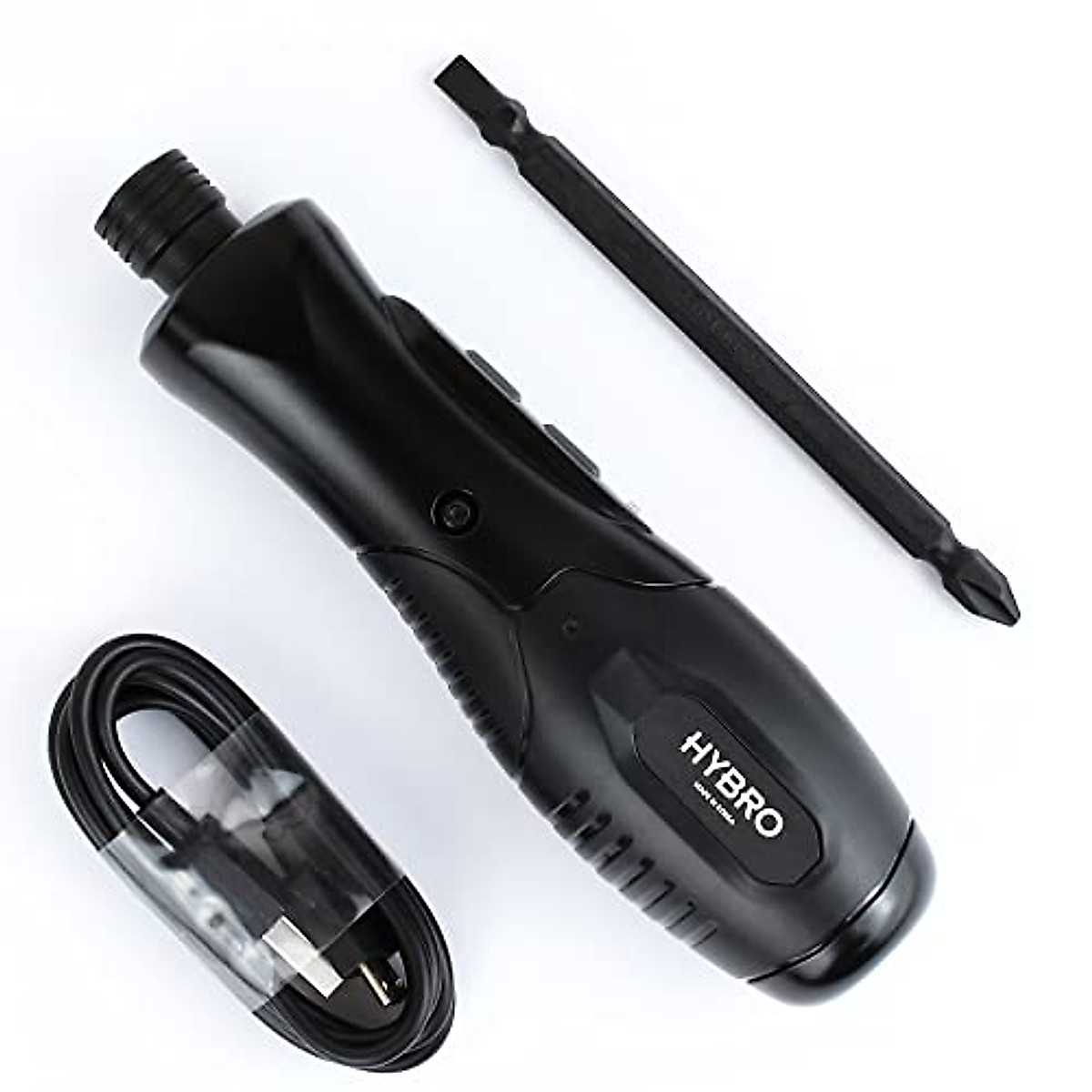 HYBRO Rechargeable Cordless 3.6V Screwdriver Set, Electric and Manual Battery Powered Professional and Home Improvement Tool-2N.m to 10N.m Torque, Double-End Bit,USB Charge,LED Light - H200Q (Black)