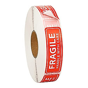 Batrical Fragile Stickers for Shipping and Moving 1 Rolls 1"x3" 1000/Roll