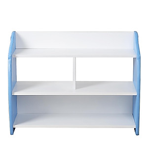 AFBKSS&BB Kids Book Shelf, Children Storage Shelf, Kids Storage Wood Shelf, Children Storage Desk,Toy Storage Cabinet,-Shark Blue