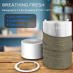 Blue Pure 411 Compatible with Blue Air Filter Purifier Replacement 411+, 411 Auto and Mini Air Purifier, 2 Packs