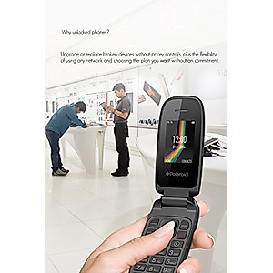 Polaroid Link A2 Flip Phone 2G GSM Unlocked Dual Sim Bluetooth Radio FM Mp3 Player, Black (Worry-Free 12-Month Warranty Included)