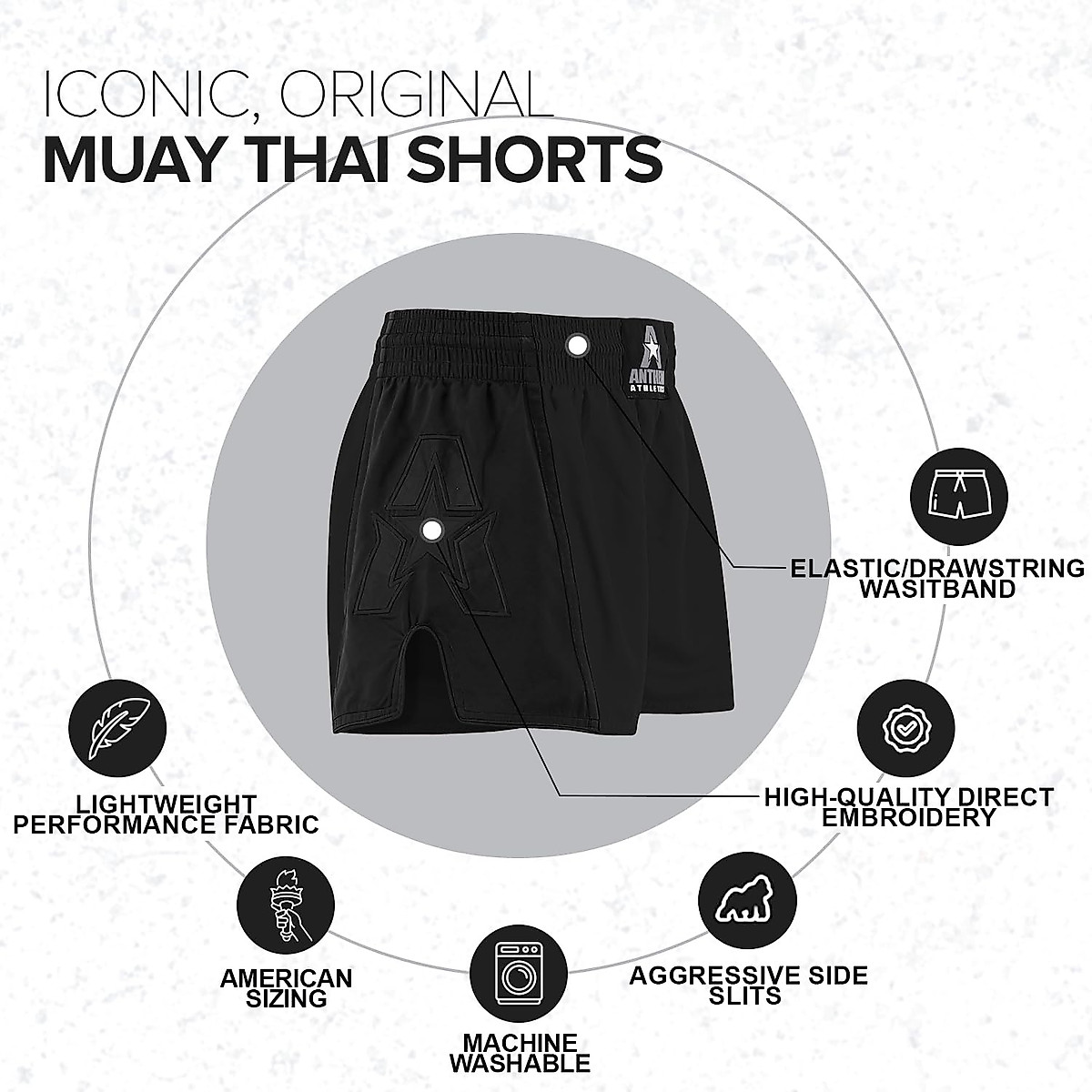 Anthem Athletics Infinity Muay Thai Shorts - Kickboxing Short Boxing Trunks for Men & Women - Black G2 - Small