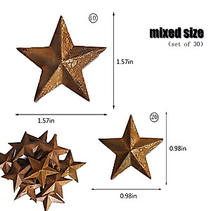 Rusty Metal Stars, Mini Barn Stars Retro Western Country Family Farmhouse Garden Home Decorative for New Year Decorating Wall Art Decoration Festival DIY Accessory Set of 30