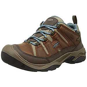 KEEN Women's Circadia Low Height Comfortable Waterproof Hiking Shoes, Syrup/North Atlantic, 7.5 Wide