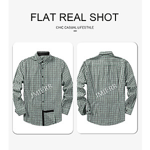 JMIERR Mens Button Up Shirts Long Sleeve Dress Shirts Plaid Slim Fit Fasion Casual Clothing, US 49(2XL), A Green