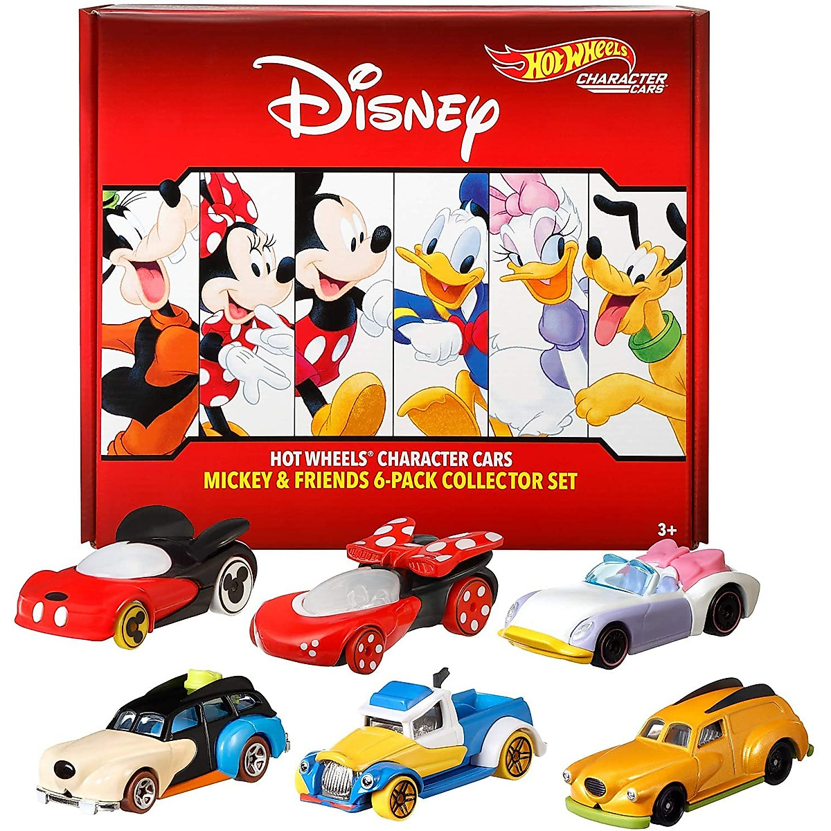 Hot Wheels Disney Bundle Vehicles 6-Pack Toy Vehicles Exclusive Daisy Character Car Gift Idea Ages 3 and older, Multicolor