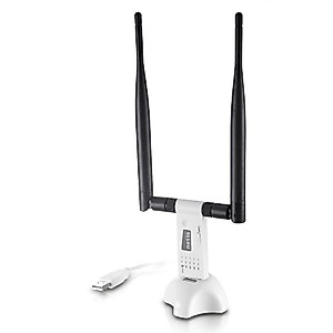 Netis Wireless N 300Mbps Long-Range USB Adapter with Two 5dBi Antennas and USB 2.0 Cradle (WF-2116), 300 Mbps High Gain