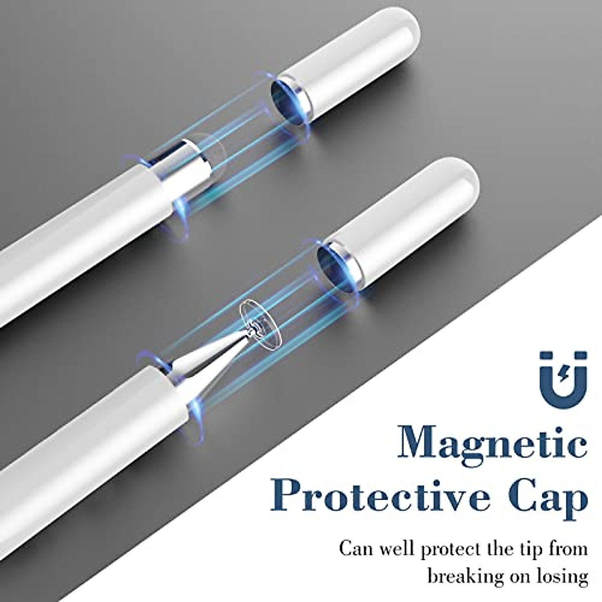 MEKO Stylus Pens for iPad - 2 in 1 Magnetic Cap High Precise Universal Stylus Pencil for Apple/iPhone/iPad/Android/Microsoft All Capacitive Touch Screens Tablets, Phones - White