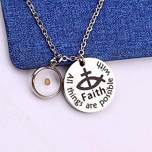 With Faith All Things are Possible Mustard Seed Necklace Christian Faith Gift (necklace)