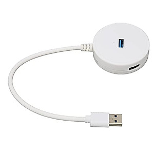 USB 3.0 Hub, 4 Port Hub 5Gbps Transmission White Plug and Play for Windows for OS X for Linux