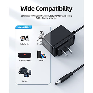 DC 5V 2A Power Cord Supply 10W AC/DC Charger Fit for Bluetooth Speaker, Baby Monitor, Graco Swing, Tablet, Camera and More DC 5v Devices Adapter Multi Tips Switching 5 Volt 2 Amp DC/5V Replacement