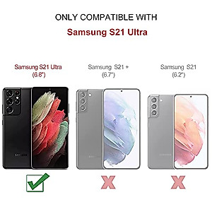 Defencase Galaxy S21 Ultra Wallet Case, PU Leather Magnetic Flip with Lanyard, Zipper Card Holder, Rose Pink