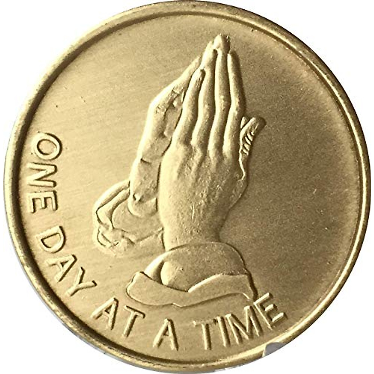 One Day At a Time Praying Hands with the Serenity Prayer- Bronze Medallion