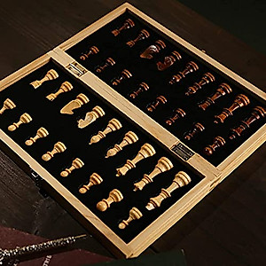 Multipurpose 11.8" Magnetic Wooden Folding Chess Set, Game Board Interior for Storage for Adults Beginner Chess Board