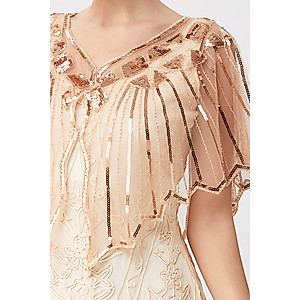 BABEYOND 1920s Shawl Wraps Sequin Beaded Evening Cape Bridal Shawl Bolero Flapper Cover Up