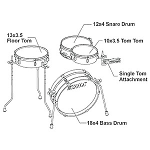 Tama Club-JAM Pancake LJK48P 4-piece Shell Pack with Snare Drum - Hairline Black