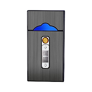 Cigarette Case Lighters, Cigarette Case with Electric Lighter, USB Rechargeable Lighter, Electric Arc Lighter Cigarettes Box Holder Birthday Gift for Women Men, Hold 20 Regular Size Cigarettes (Black)
