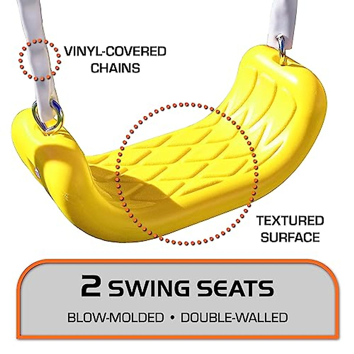 The Swing Company TSC-1023G Reese Galvanized Metal Swing Set: 5ft Slide, 2 Swings, Padded Saucer Swing and Anchor Kit, Capacity 500lb (5 Kids, Aged 3-8), Blue/Yellow