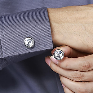 Pinannie Austria Crystal Shirt Cuff Links White Gold Plated Wedding Cufflinks for Mens (Purple)