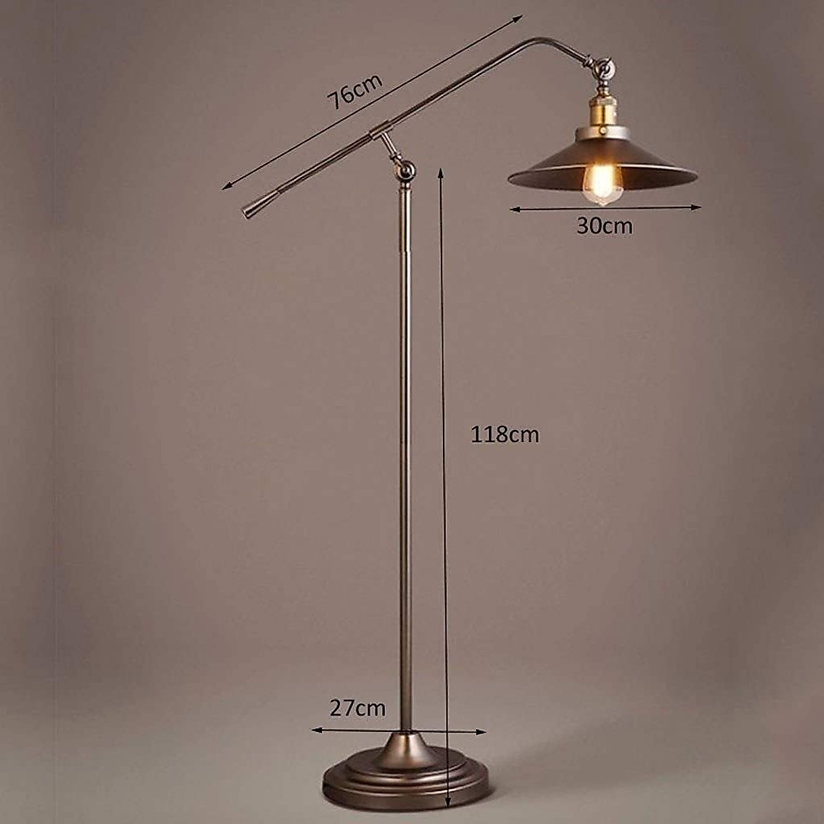 Reading Lights Floor Standing Floor Lamp Retro Industrial Style Wrought Iron Long Arm Long Pole Fishing Rocker Arm Used in Loft Living Room Bedside Bedroom Rustic Lamp (Color : Brown)