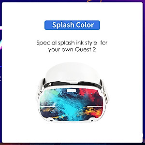ZyberGears VR Stickers Compatible with Quest 2 Headset Skin Controllers Skin Traceless Frosting Protective Accessories - Splash Color