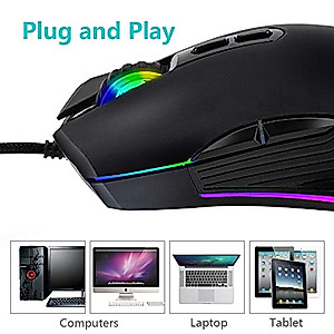 IULONEE Type C Mouse, Wired USB C Mice Gaming Mouse Ergonomic 4 RGB Backlight 3200 DPI Compatible with M@c, Matebook, Chromebook, HP OMEN, Windows PC, Laptop and More USB Type C Devices (Black)