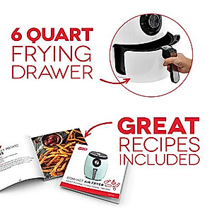 Dash DFAF455GBWH01 Deluxe Electric Air Fryer + Oven Cooker, White & DCB001AF Air Fryer Recipe Book for Healthier + Delicious Meals, Snacks & Desserts, Over 70+ Easy to Follow Guides, Cookbook