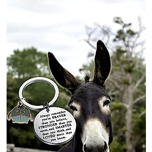 KUIYAI Donkey Quote Gift Always Remember Braver Stronger Smarter Loved Keyring Donkey Mom Dad Gift Donkey Lovers Gift For BFF (DonkeyAlwaysK)
