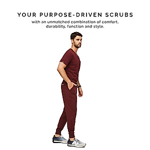 FIGS Tansen Jogger Scrub Pants for Men - Burgundy, Short XL