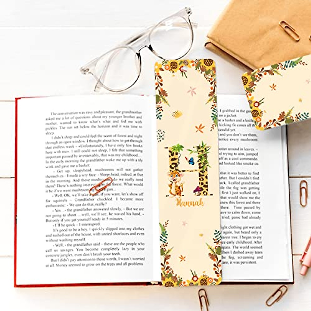 GOLEEX Personalized Initial Bookmark Leopard Magnetic Bookmarks Customized Name Letter Page Markers Cute Reading Gifts for Book Lovers Students Women Teens Adults at Christmas