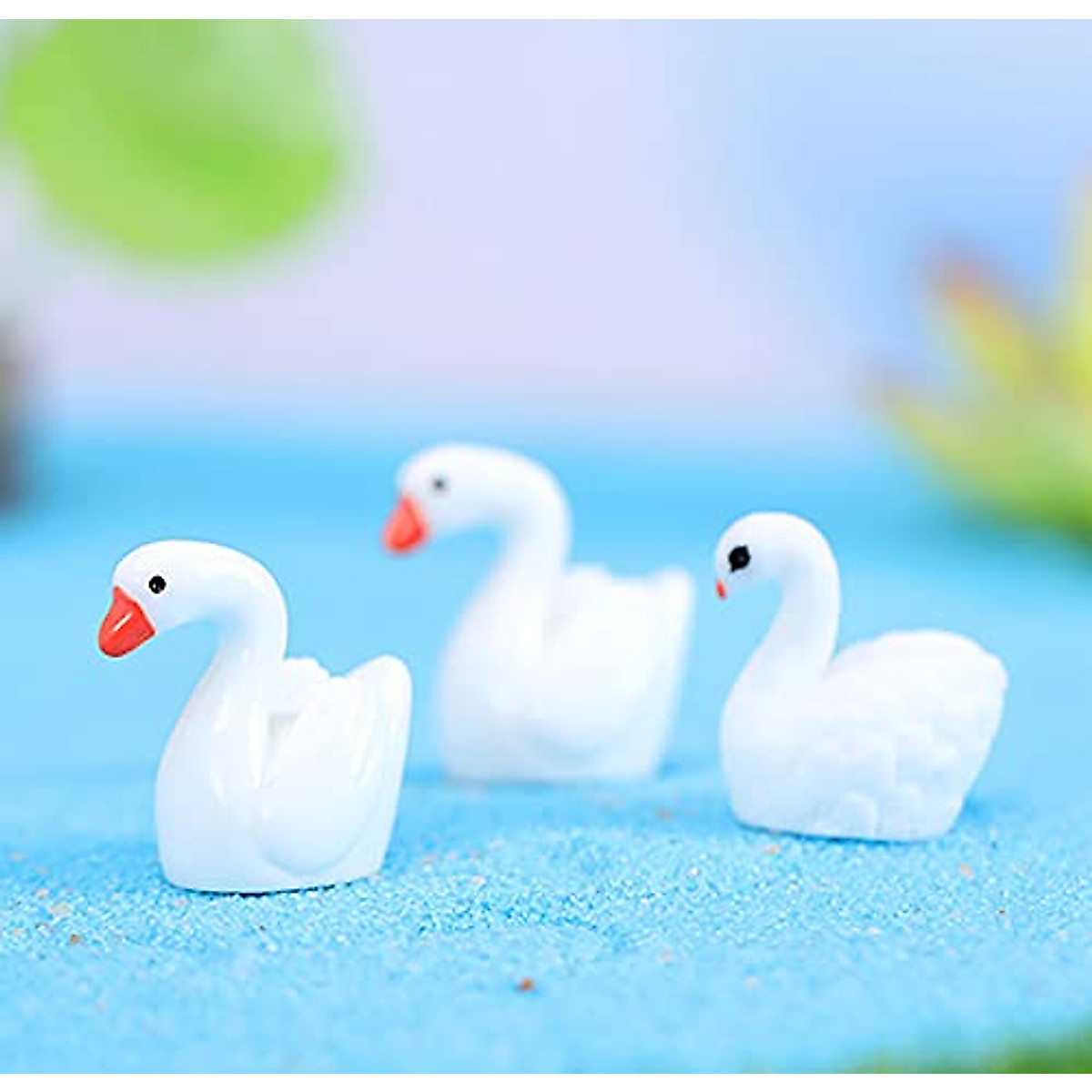 40 Pcs Resin Swan Figurines Procelain Swan Miniature Figurines Fairy Garden Accessories Cake Toppers Decoration Set for Succulent Planter Moss Landscape DIY Terrarium Home Décor