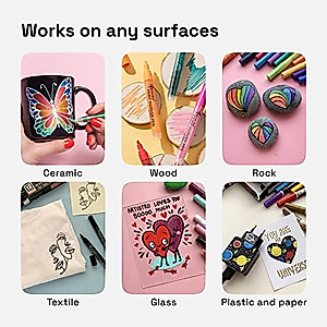 Metallic Paint Pens for Rock Painting, Stone, Ceramic, Glass, Wood, Fabric, Pebbles, Scrapbook Journals, Photo Albums, Card Stocks. Set of 12 Acrylic Paint Markers Extra-Fine Tip 0.7mm