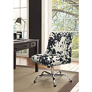 Linon Clayton Black Cow Print Office Chair, Metallic