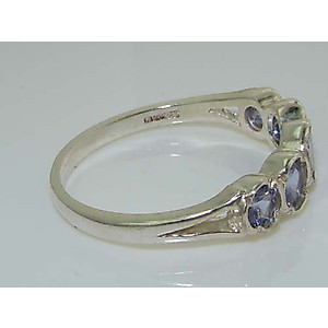 925 Sterling Silver Natural Tanzanite Womens Band Ring - Sizes 4 to 12 Available