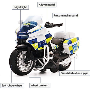 CYYSFIVQZ Die Cast Toy Motorcycle Model - Pull Back Vehicles with Sounds and Lights, Motorcycle Toys for Kids 3-9, for Youngsters who are into Collectible Scaled Cars and Motorcycles (White)