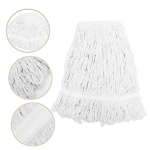 STOBAZA Mop Replacement Head Mop Head Floor Cleaning Mop Head Hardwood Floor Cleaner Wet Mop Head Refill Reusable Mop Pad Household Mop Pad Commercial Mop Head White Cotton Thread