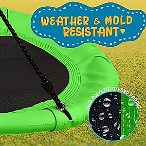 SereneLife Outdoor Spinner Saucer Tree Swing-Hanging Tree Oval Shaped Flying Saucer w/Rope Straps,Cushion Padded Metal Frame,Polyester Fabric Seat,for Kids & Adult-SereneLife SLSOVSWNG55GR (Green)