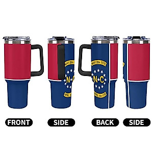 State Flag Of Carolina Insulated Tumblers with Handle Stainless Steel Coffee Mug Funny Travel Cup with Lid Straw 40oz
