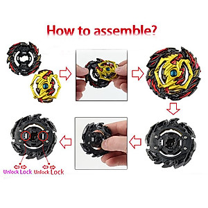 SUPERBLADE Blade Toy Set Battling Game Toys Sparking Launcher Grip Bey Battling Top Burst B-145 DX Starter Venom Diabolos.Vn.Bl Left and Right Launcher Play Blades Gaming Toy Set Gift for Boys 4-8-12+