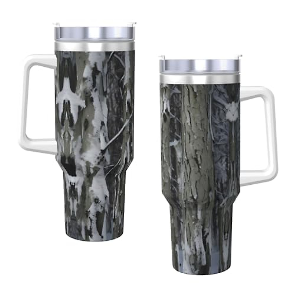 HULIBIN Cold Tree Camouflage Print Double Deck Stainless Steel Travel Coffee Cup With Lid 40 Oz Ice Bully Cup