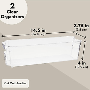 Okuna Outpost Clear Plastic Freezer Organizers, Breastmilk Storage Containers (14.5 x 4 x 3.75 In, 2 Pack)