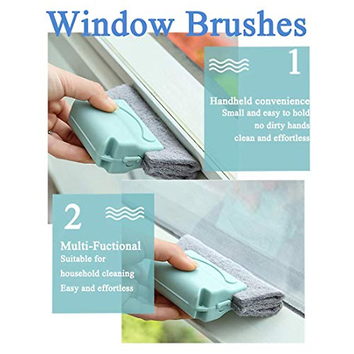 Creative Window Groove Cleaning Brush, Hand-held Crevice Cleaner Tools, Magic Window Cleaning Brush, Quickly Clean All Window Slides and Gaps 3pcs(Gray+Beige+Green)