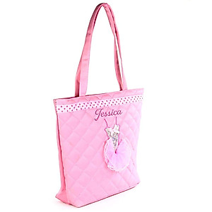 KishKesh Personalization Personalized Embroidered Dance Ballet Dress Tote Bag