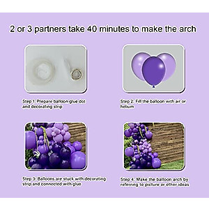 Dark Purple Balloon Arch Garland Kit-Light Purple Balloon Metallic Purple Balloon 134Pcs for Gender Reveal,Birthday,Wedding,Graduation,Christmas and Halloween Party Decoration.