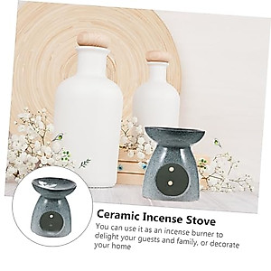 Healifty 1pc Meditation Room Decor Office Decoration Aroma Heating Holder Elk Pattern Incense Stove Lantern Decorative Lantern Candle Holder Ceramic Incense Stove Aroma Oil Burner